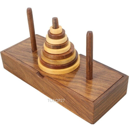 TOSQP27 Tower of Hanoi Game Gift Wooden Puzzle Brainteaser Hanoi Tower ...