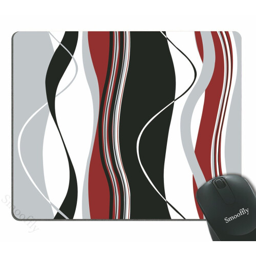 Smooffly Mouse pad Wavy Vertical Stripes Red Black White and Grey ...