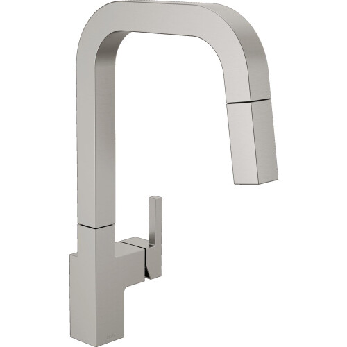 Delta Faucet Brushed Nickel Kitchen Faucet with Pull Down Sprayer ADA ...