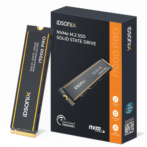 iDsonix i7000PRO M.2 SSD 1TB PCIe Gen4X4 NVMe M.2 2280 SSD with 3D NAND ...