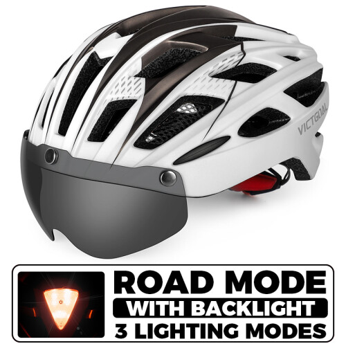 (CHINA, White LED) Cycling Helmet for Men Magnetic Goggles Lens Sun ...