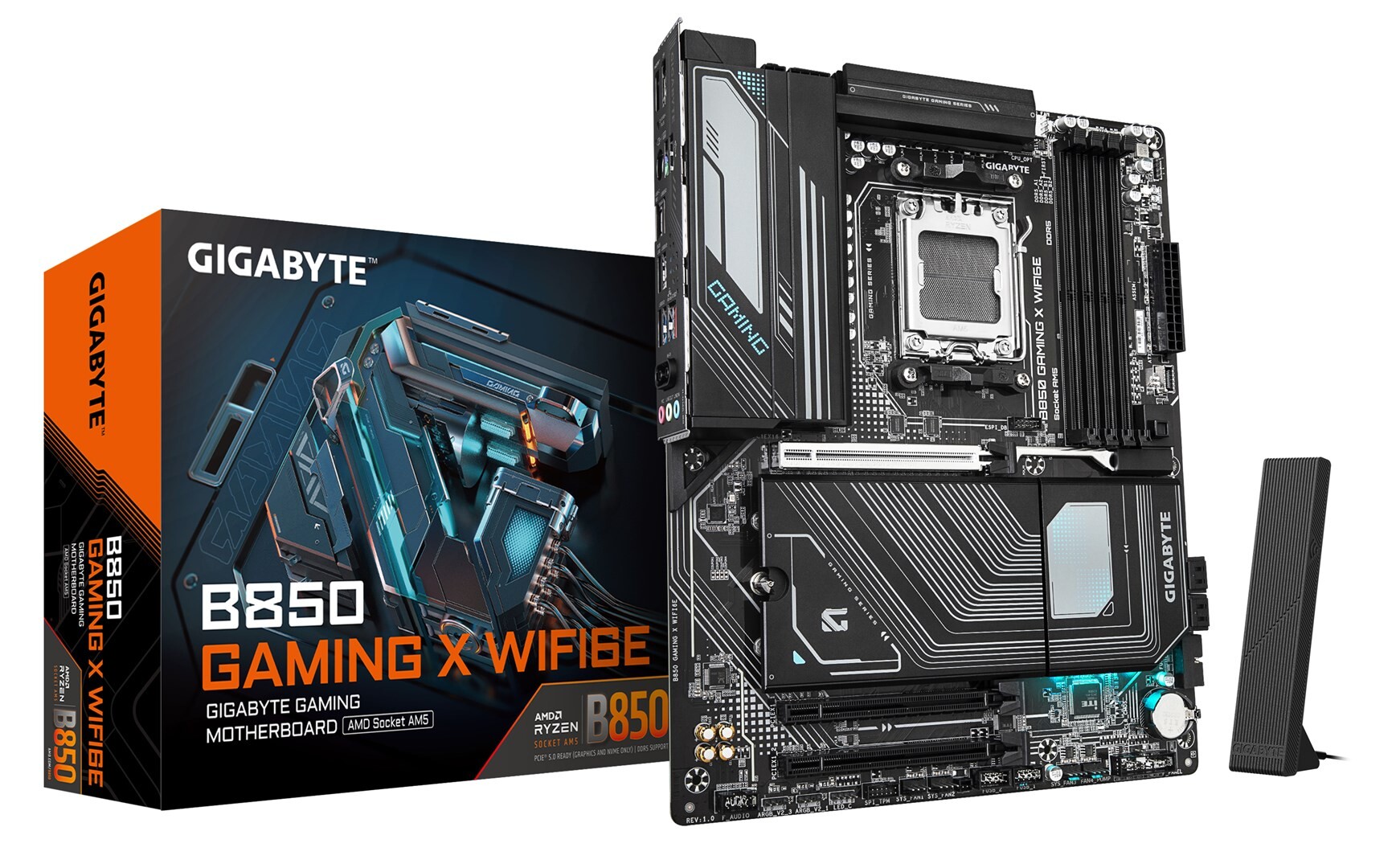 GIGABYTE B850 GAMING X WIFI6E Motherboard - AMD Ryzen 9000 Series CPUs, 12+2+2 Phases Digital ...