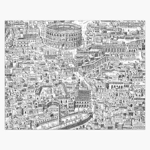 (Ancient Rome Historic Line Drawing=4197) Jigsaw Puzzle Wooden 300 ...