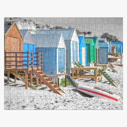 (Abersoch beach huts BHCSbwpan=8254) Jigsaw Puzzle Wooden 300-Piece for ...