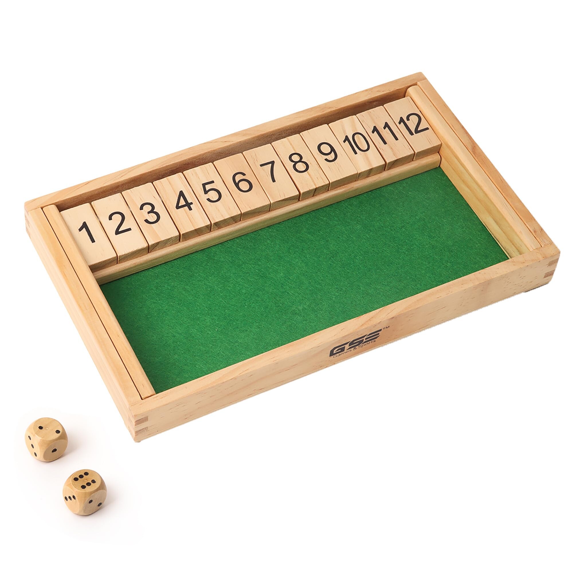 GSE Games & Sports Expert Wooden Shut The Box Plateau de jeu de ds 12 ...