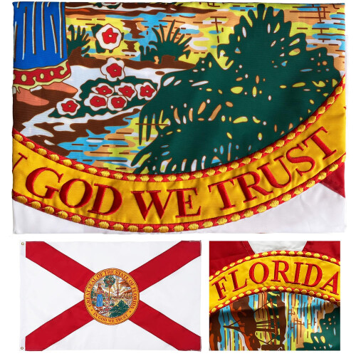 Florida State Flag 3x5 Embroidered Outdoor Double Sided- 3Ply Heavy ...