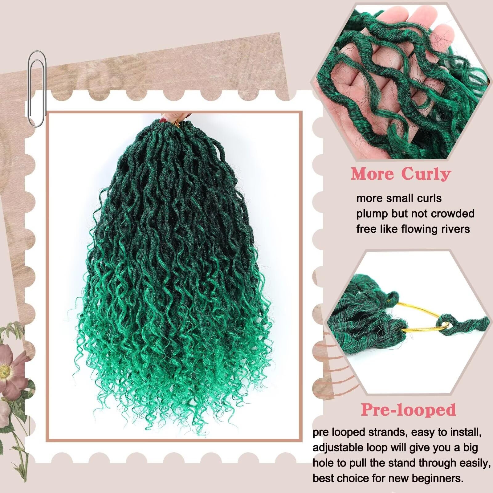 Lot de 8 extensions de cheveux au crochet Green River Locs pour femmes ...