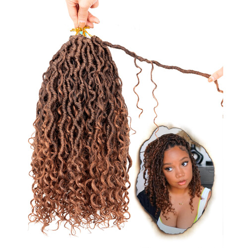 18 Inch 8 Packs Goddess Faux Locs Crochet Hair for Black Women-Ombre ...