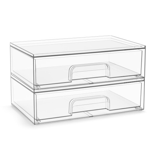 Sorbus Acrylic Storage Containers - 2 Pack Stackable Storage Bins Set ...