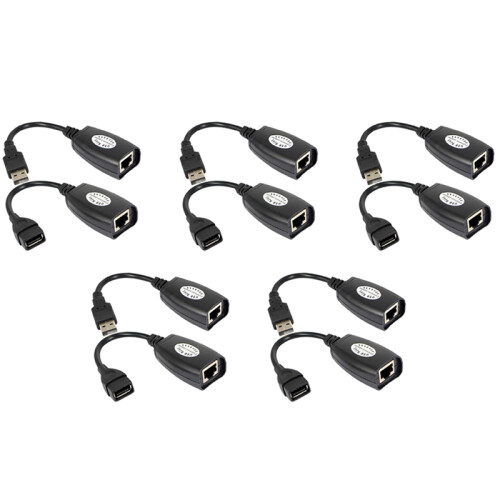 5X USB to RJ45 RJ 45 LAN Cable Extension Adapter Extender Network Port ...