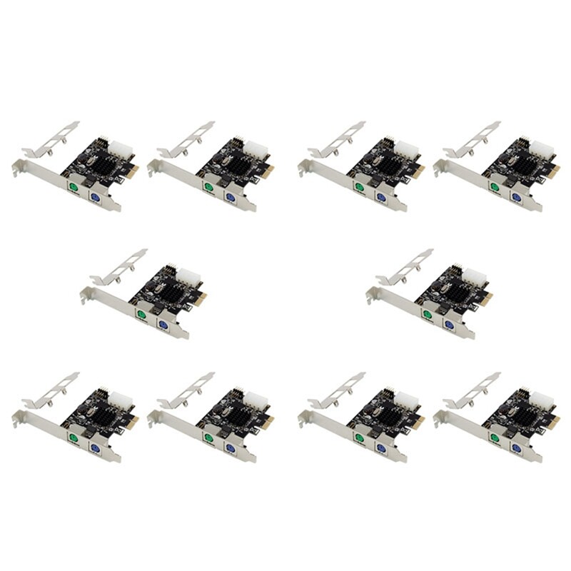 10X PCI-E Dual Port PS2 Expansion Adapter Card External Device Driver ...