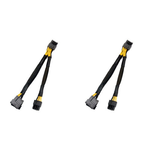 2X Dual 4Pin IDE Molex to GPU 8Pin(6+ 2)Pin Power Supply Cable PCI-E ...