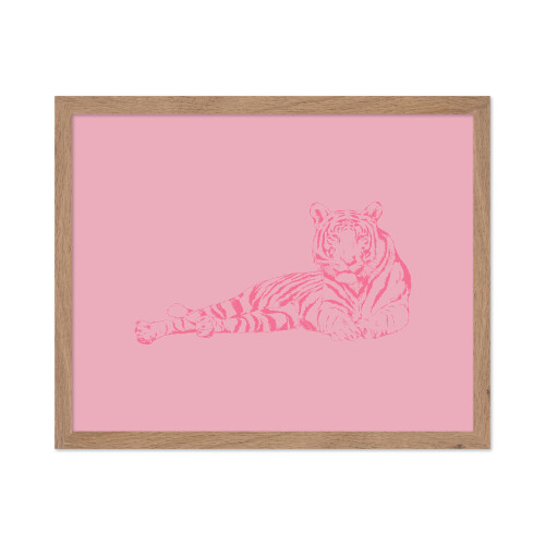Poster Master Lying Tiger Poster - Retro Tiger Portrait Print - Pink ...