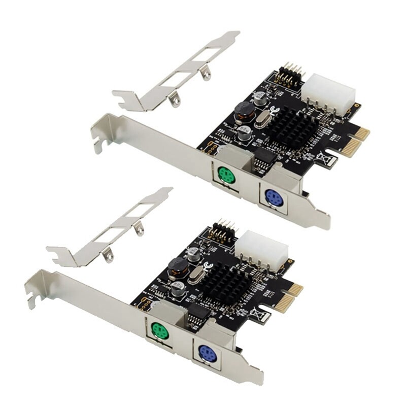 2X PCI-E Dual Port PS2 Expansion Adapter Card External Device Driver ...