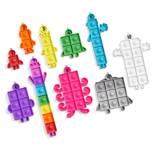 96929 Numberblocks Sensory Bubble Poppers with Keychains - 10 Fidget ...