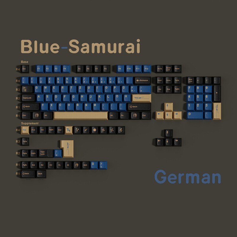 Keycaps Pbt Cherry Profile Blue Samurai Big Set Key Caps German on OnBuy