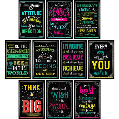 L&O Goods Black Chalkboard Motivational Wall Decor Posters Set of 10 ...