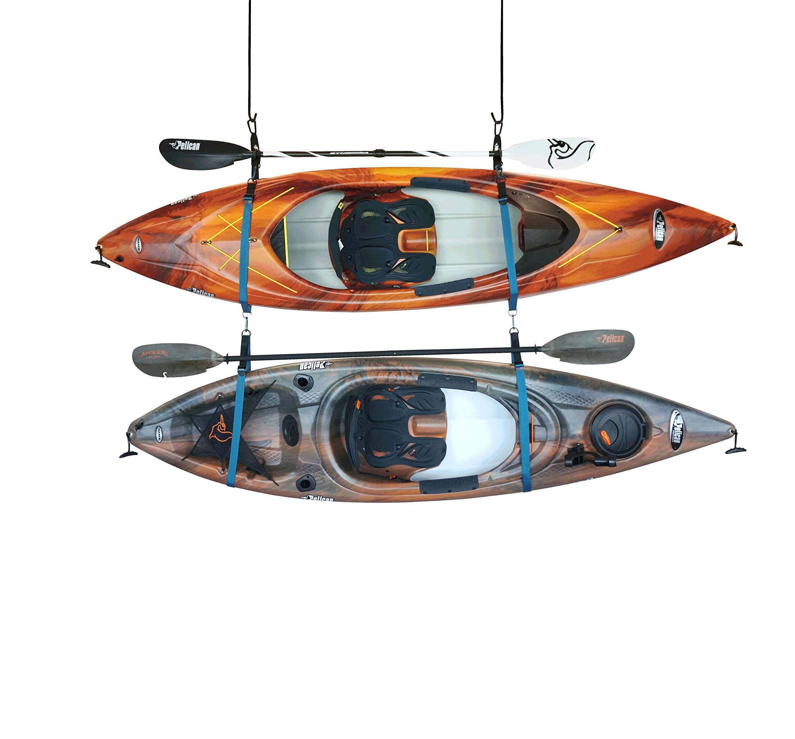 Pelican Double Kayak Storage Strap System - for Indoor and Outdoor Kayak & SUP Paddle Board ...