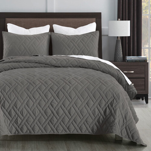 Horimote Home Quilt Set Tamao que Queen Gray Classic Geomtrico Diamante ...