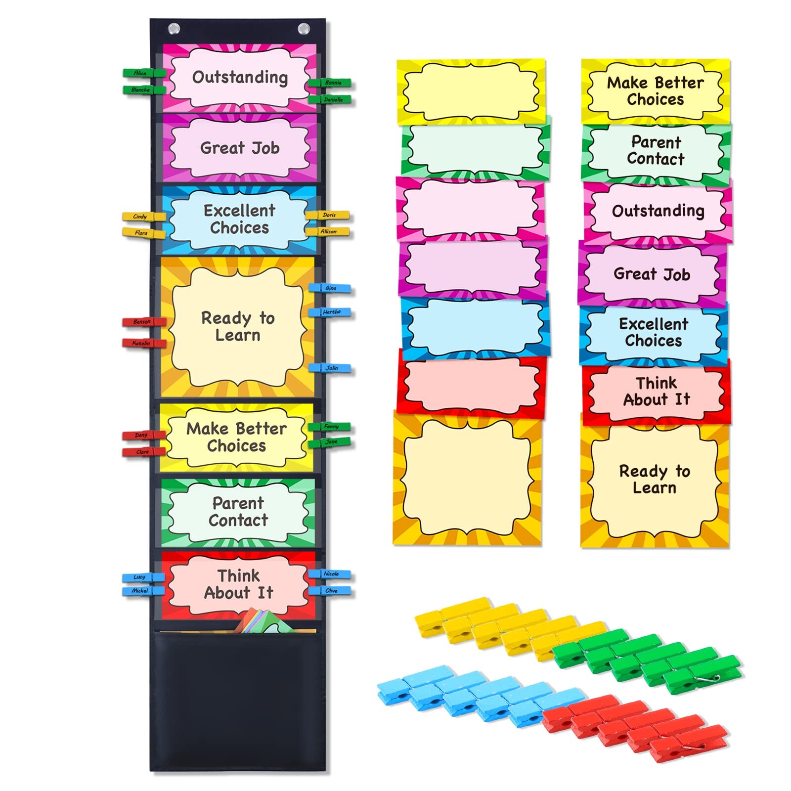 VNOM Student Behavior Clip Chart for Classroom Management Kids Reward ...