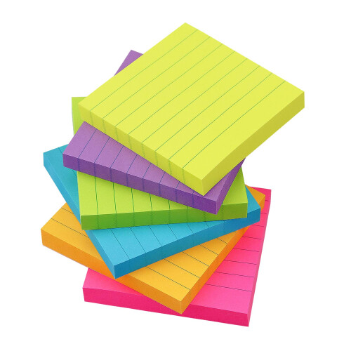 Notas adhesivas rayadas de 3 x 3 pulgadas, colores brillantes, blocs ...
