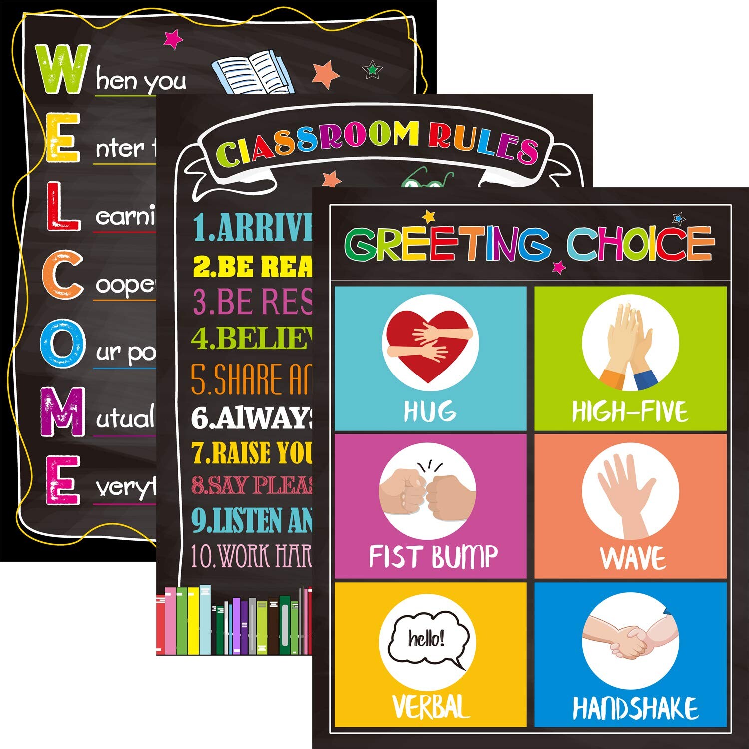 chiazllta Classroom Poster Set Decorations Welcome Back to School ...