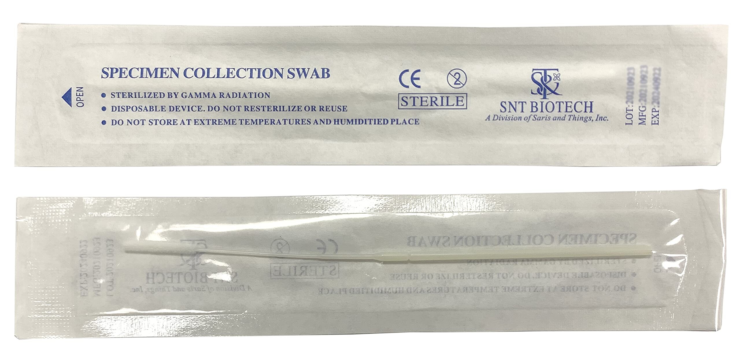 Saris and Things 100 Pack Sterile Nasopharyngeal Swab Nasal Swabs for ...