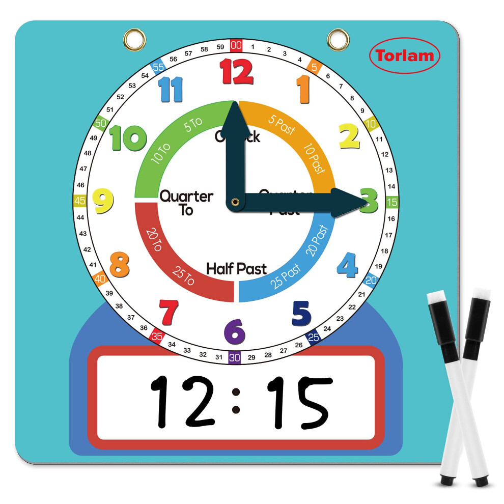 Magnetic Writable Dry Erase Learning Clock Clock for Kids Learning to ...