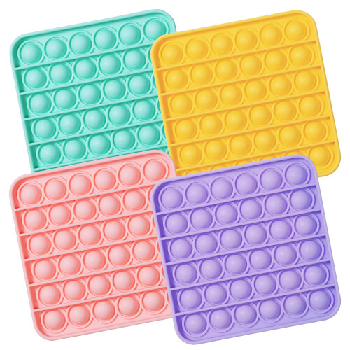 Push Pop Fidget Toy 4-Pack Push Pop Bubble Fidget Square Push Pop Bubble Sensory Fidget Toy ...