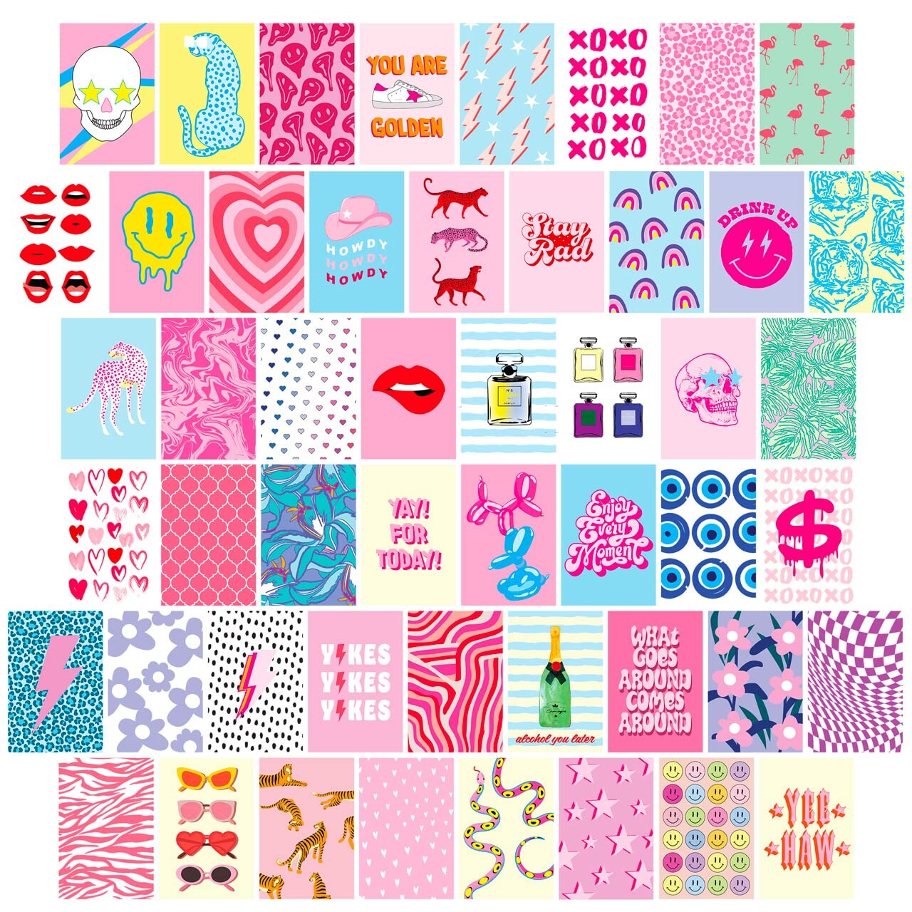 Cloncep Design Preppy Room Decor Collage Kit 50 PCS 4x6 Inch Preppy ...