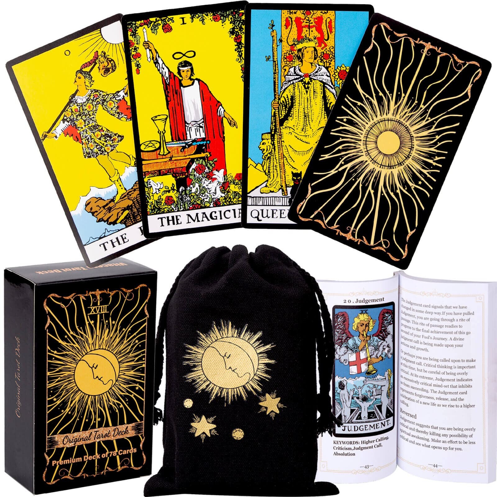 Vitacera Original Tarot Cards Deck with Guidebook & Linen Tarot Bag ...