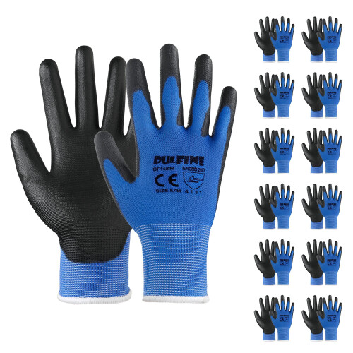 Guantes de trabajo de seguridad DULFINE con revestimiento de PU (12 ...