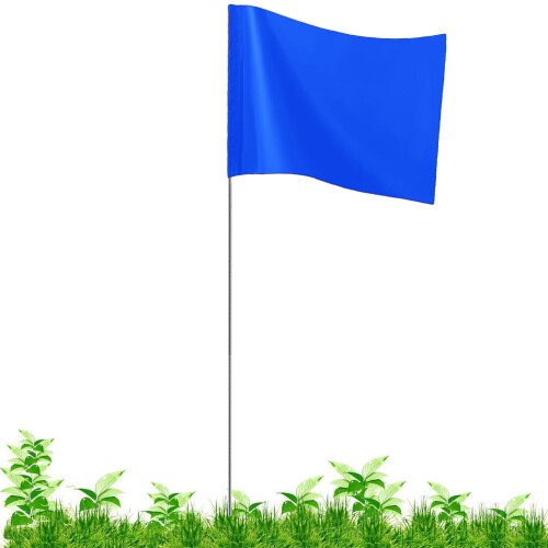 Blue Marker Flags 100 Pack Construction Marking Flags 4x5x16 Inch Yard ...