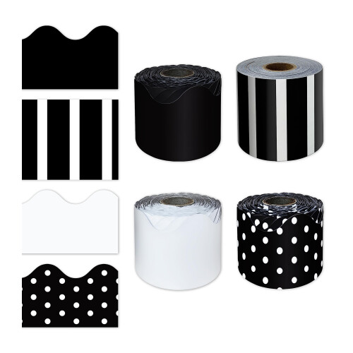 Carson Dellosa 4 Rolls of 260 Ft Scalloped Farmhouse Black and White ...