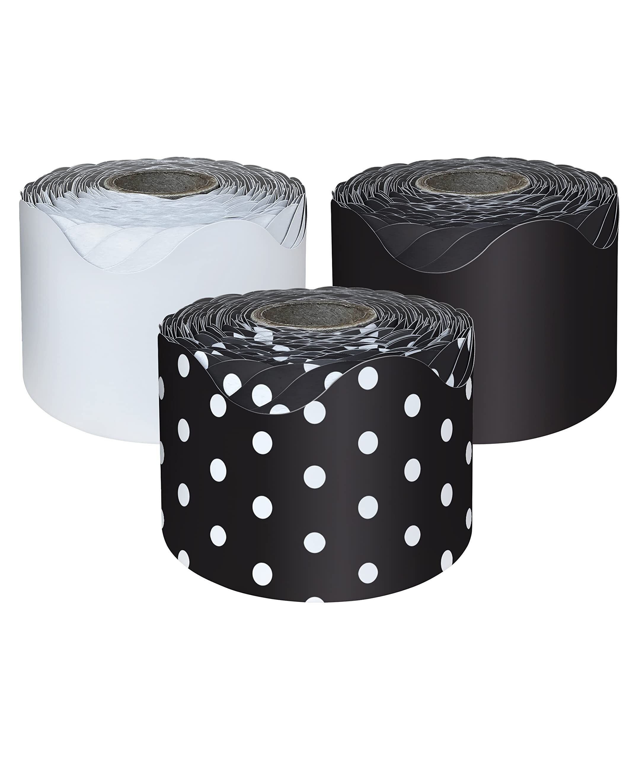 carson Dellosa 3 Rolls of 195 Ft Scalloped Farmhouse Black and White ...