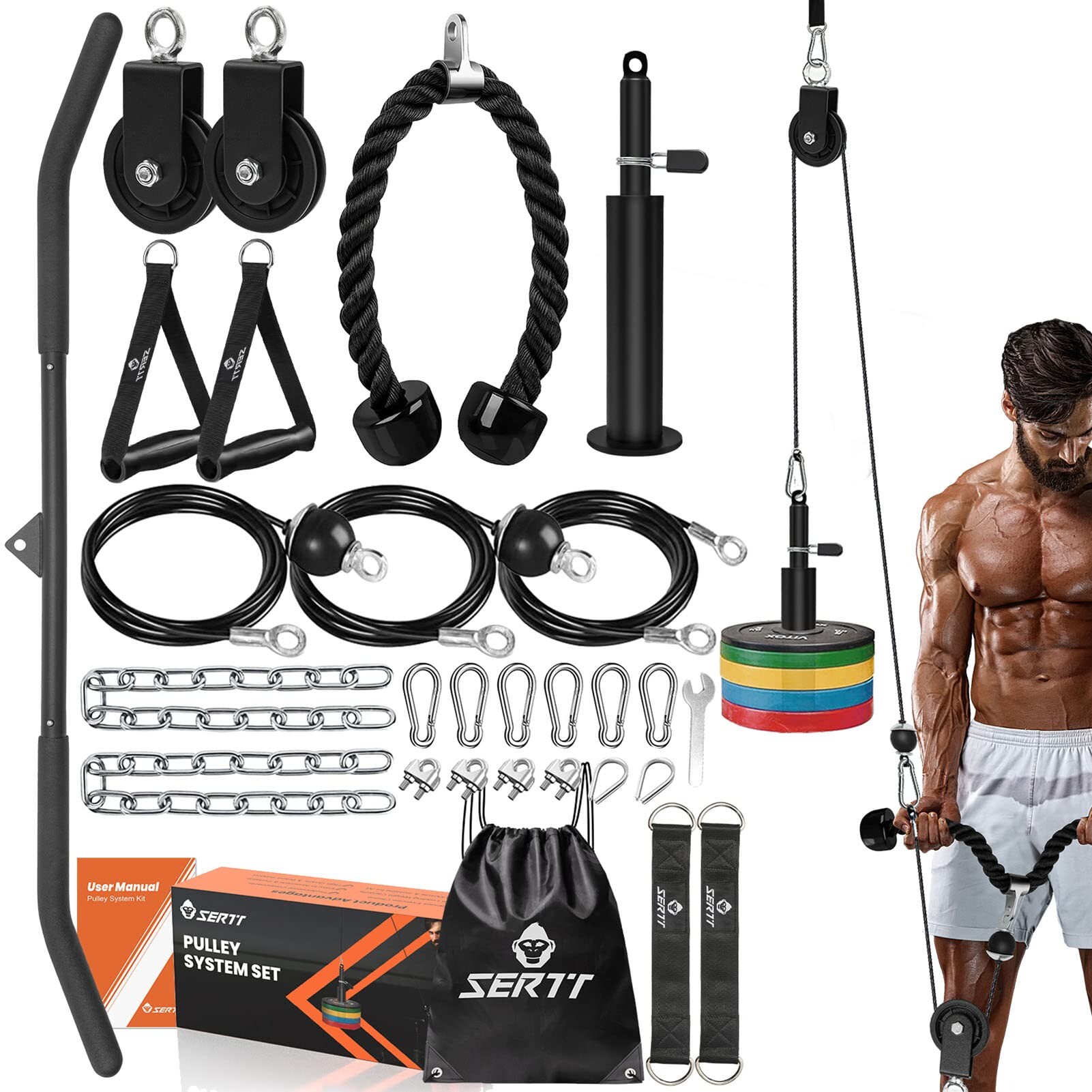 SERTT Weight Pulley System Gym Pulley Pro Home Cable Pulley System gym ...