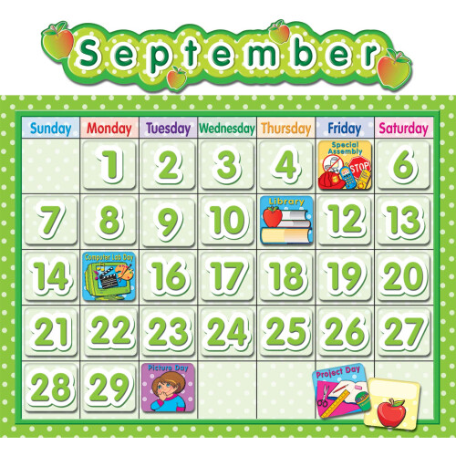 Teacher Created Resources TCR4188 Polka Dot School Calendar Bulletin ...