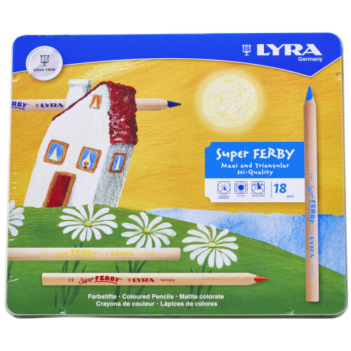 Lyra Super Ferby Giant Triangular Colored Pencils - Set of 18 Colored ...