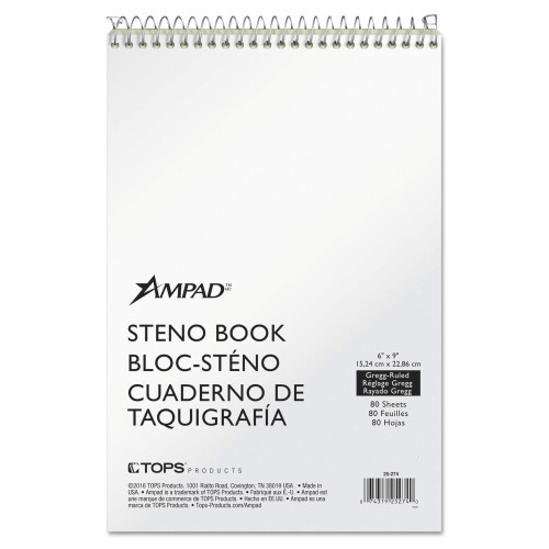 TOPS Steno Book 6"""" x 9"""" Gregg a righe 80 fogli verde on OnBuy