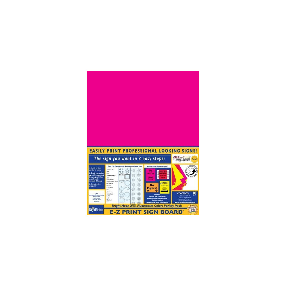 EZ Print Sign Board 2 Cool Neon Assorted Colors 8.5""""x14"""" 10/PK on ...