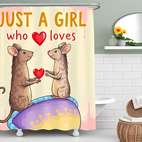 Whimsical Mice Shower Curtain - Adorable Heart Design with " Just a ...