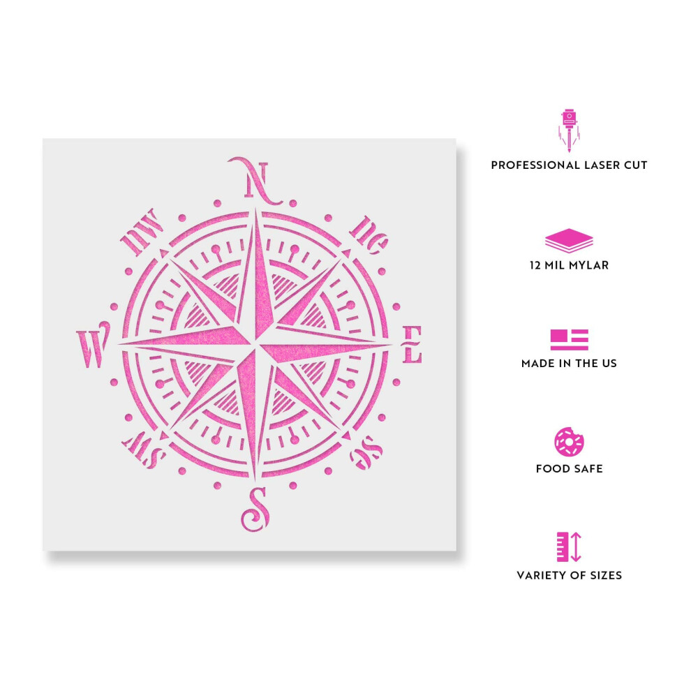 Compass Rose Stencil - Beach Stencil Ocean Stencil Compass Rose Stencil Boat Stencil Compass ...