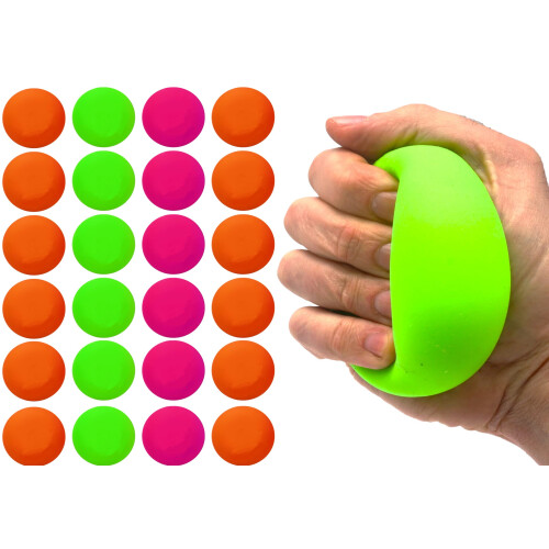 JA-RU Squishy Dough Ball (24 Balls Assorted) Neon Color Sensory Fidget ...