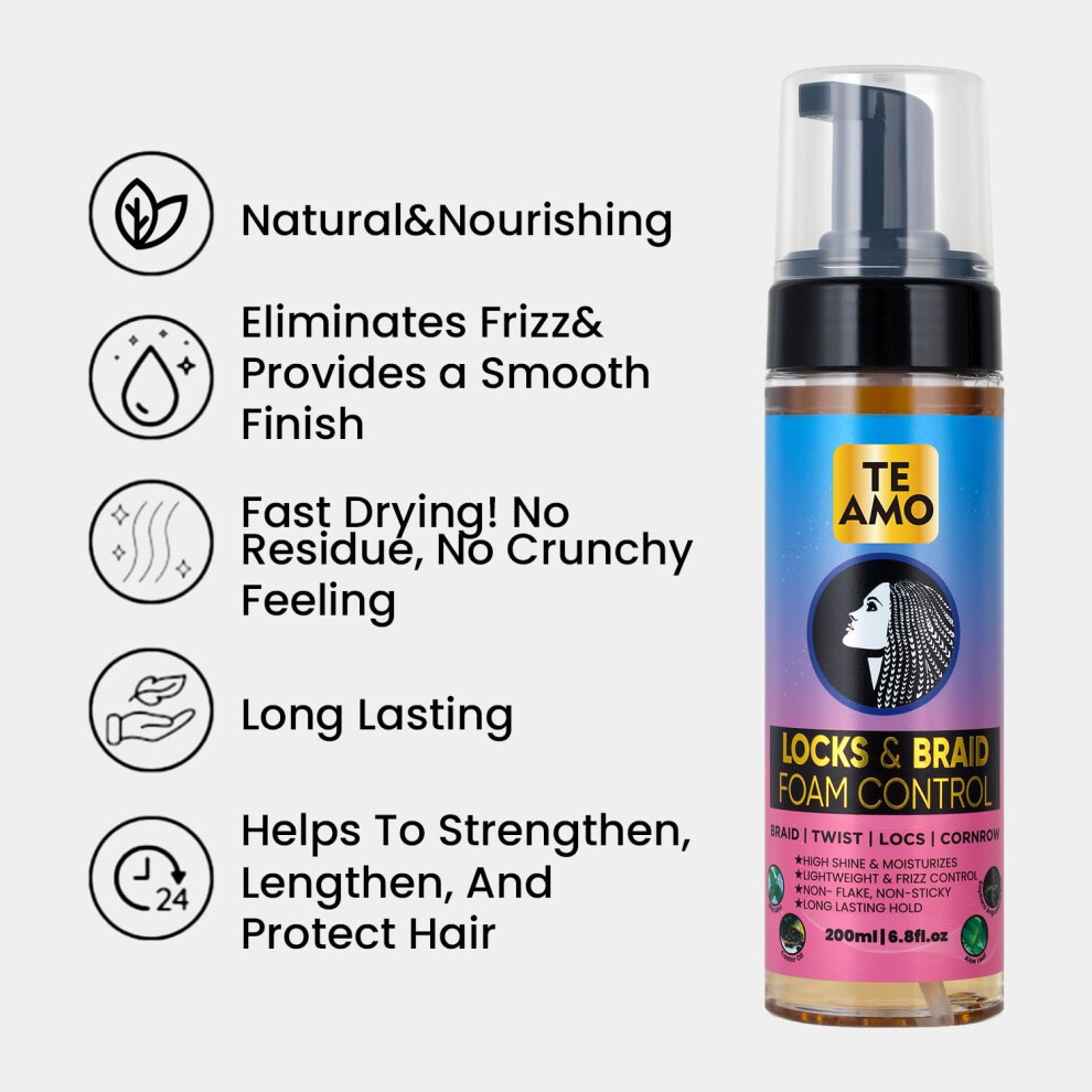Te Amo Locks & Braid Foam Control - Mousse longue tenue pour un style ...