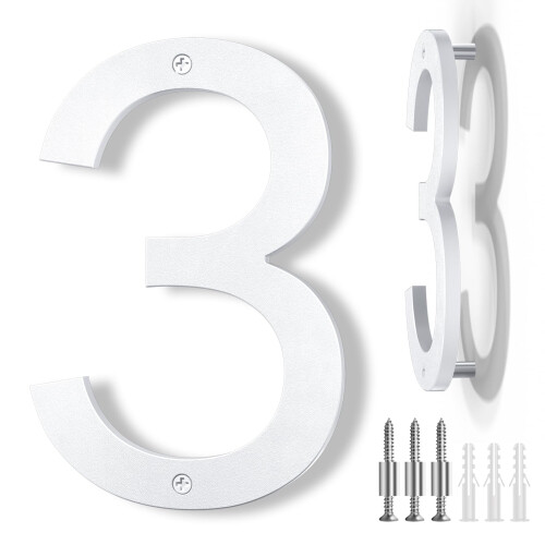 IVERRA 8 Inch Large Floating House Numbers White Modern House Number ...