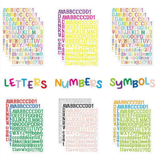20 Sheets Letter Stickers 1620 Alphabet Stickers Number Alphabet Vinyl ...