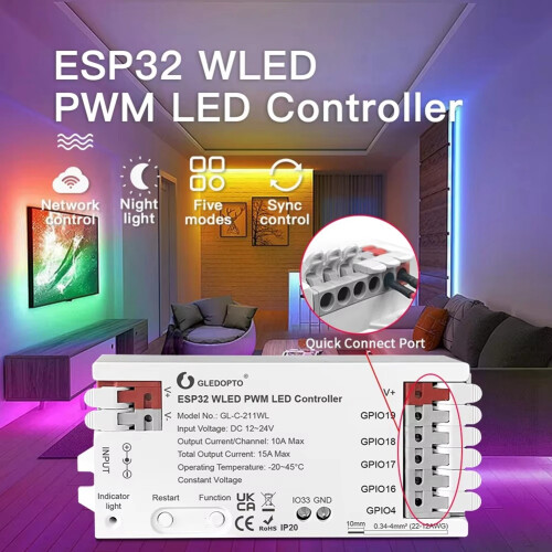 ESP32 PWM WLED LED-Controller 5 Modi in 1 DC 12-24V on OnBuy