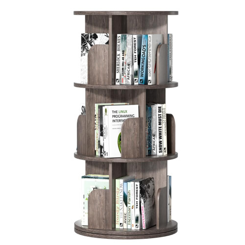 Nidouillet Rotating Bookshelf 3 Tier,Revolving Bookcase 360? Display ...