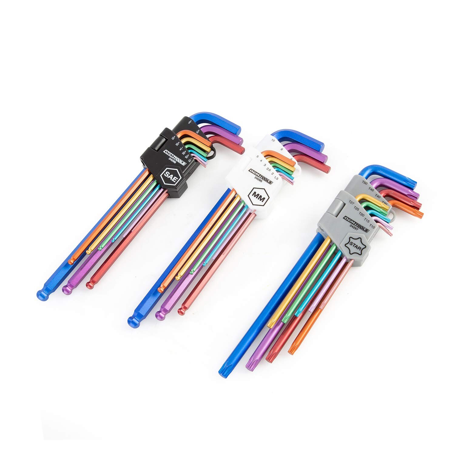 OEMTOOLS 24299 Professional Color Coded Extra Long Star and Hex Key Set 27 Piece Star SAE and ...