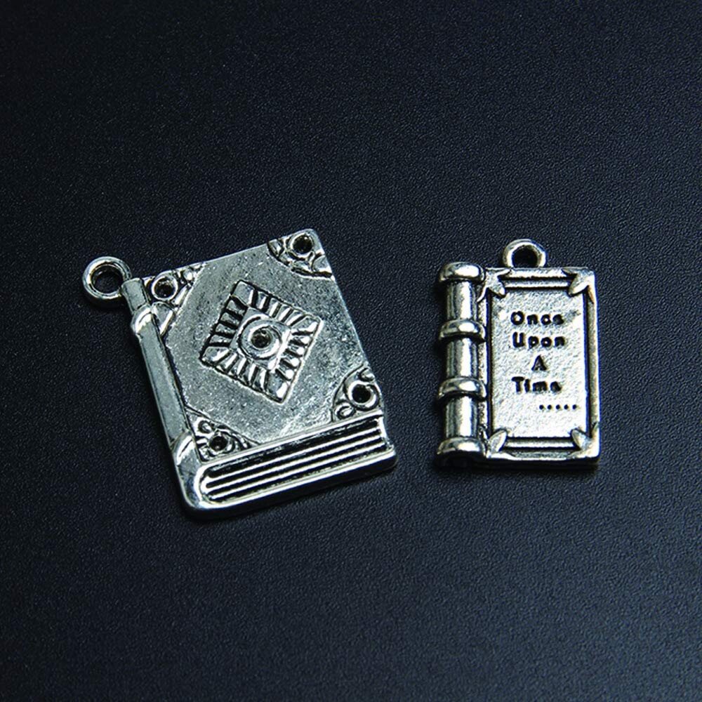 ACXICO 20 PCS Tibetan Silver Once Upon a Time Story Book Charms 17 mm ...